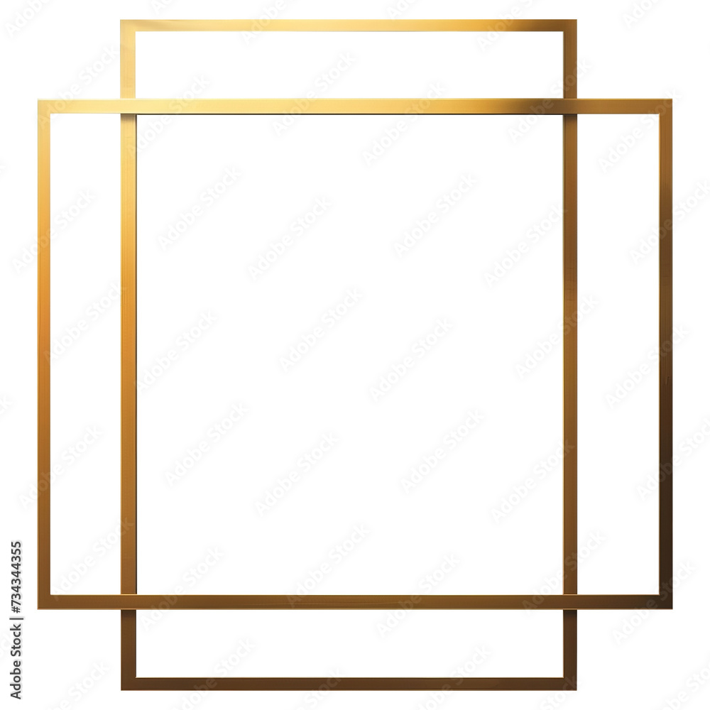Simple elegant golden rectangular frame isolated on transparent ...