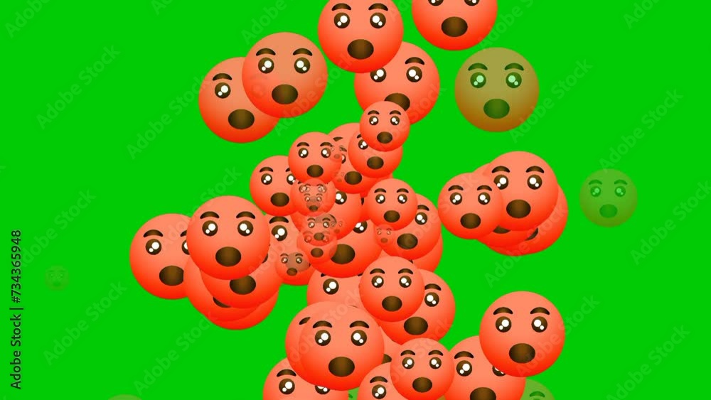 Animation of emoticons with various expressions on a green screen ...