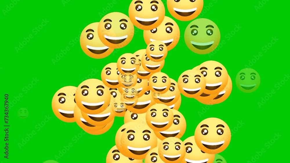 Animation of emoticons with various expressions on a green screen ...