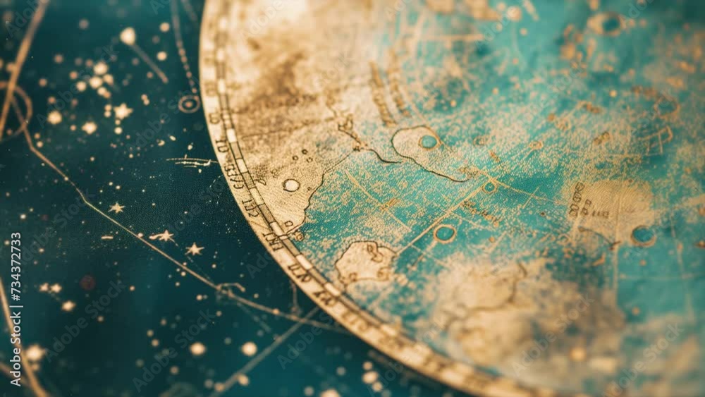 Vidéo Stock Ancient star map depicting the movement of celestial bodies ...