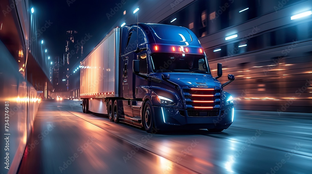 Truck Transportation logistics embodied in the sleek design of a ...