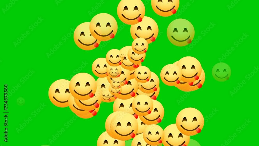 Animation of emoticons with various expressions on a green screen ...
