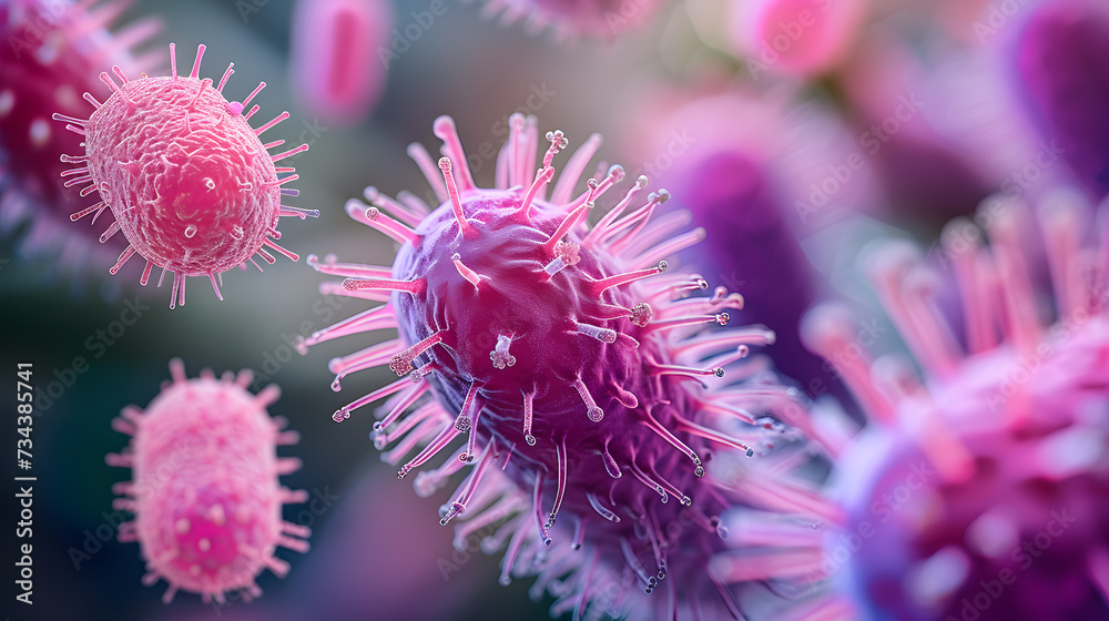 Microscopic Majesty: A Detailed View of Vibrant Bacteria in a Colorful ...