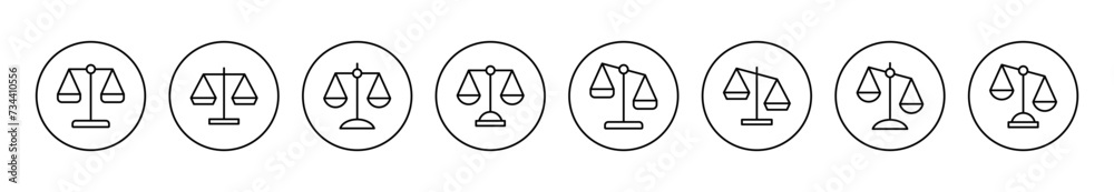 Scales icon set vector. Law scale icon. Justice sign and symbol Stock ...