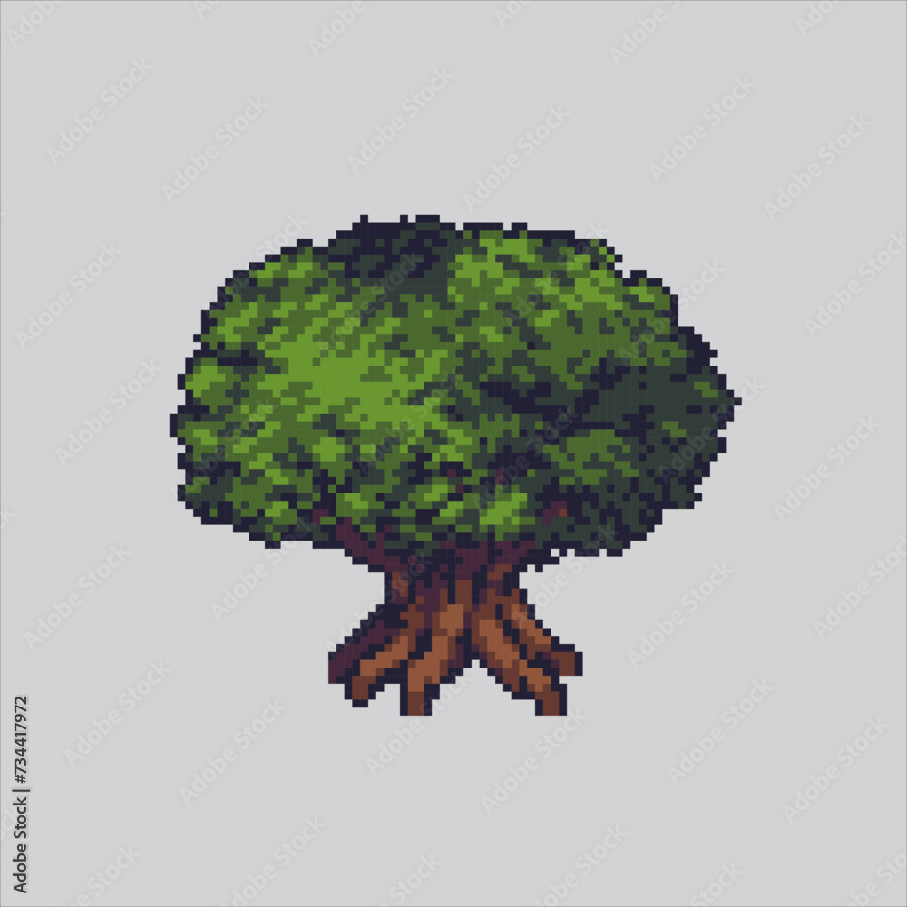 Pixel art illustration Tree Forest. Pixelated Tree. Tree Forest jungle ...