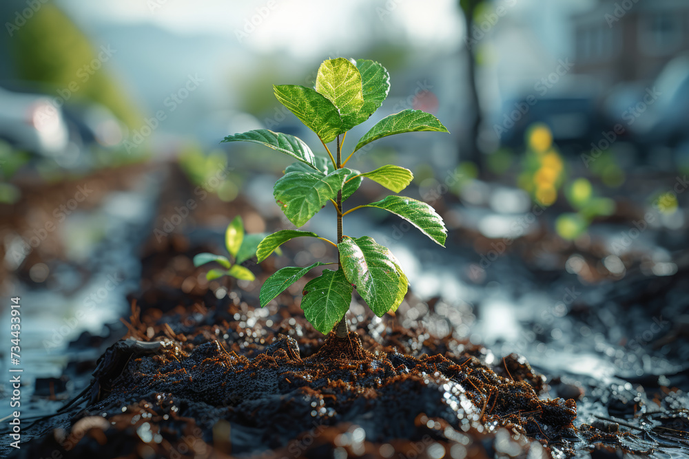 A gathering of residents participating in a tree-planting event ...