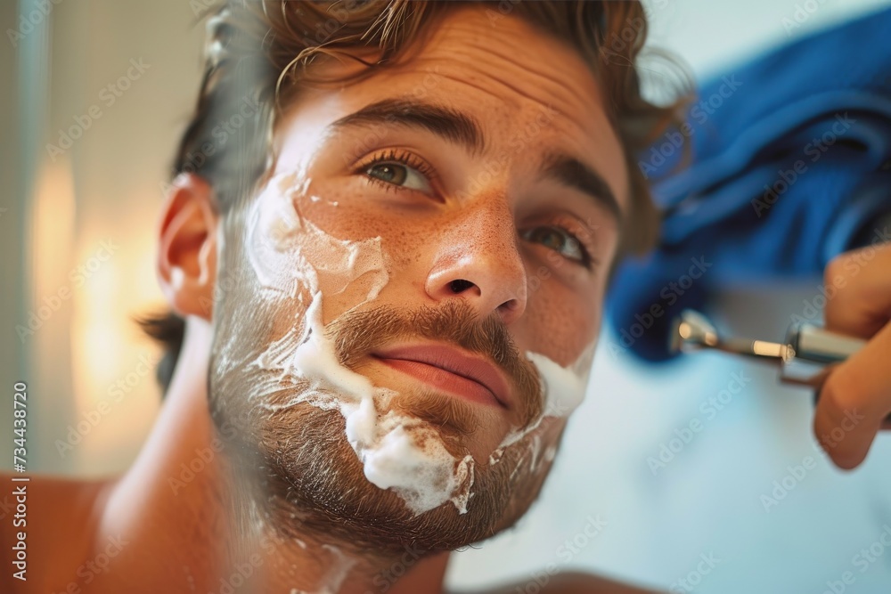 Caught in a moment of self-care, a man's portrait captures the ...