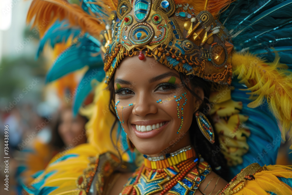 The pulsating rhythm of a samba parade, where vibrant costumes and ...
