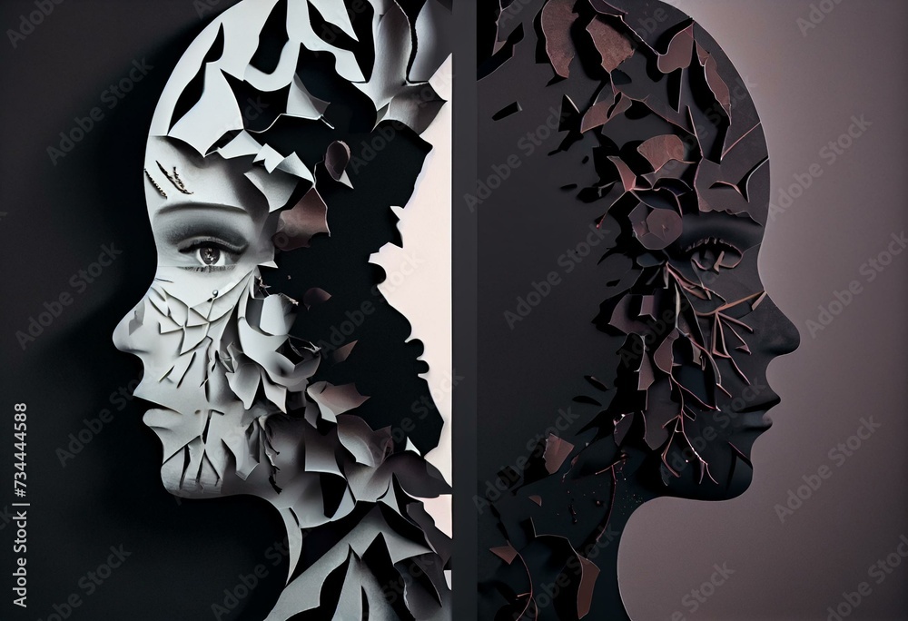 split personality. Bipolar mental disorder. Different mood. Psychology ...