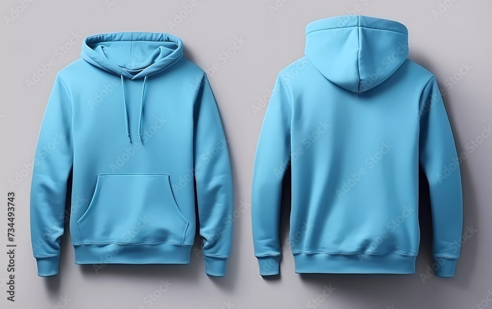 Blank blue hoodie sweater mock up template, front and back view ...