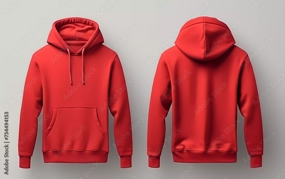 Blank red hoodie sweater mock up template, front and back view ...