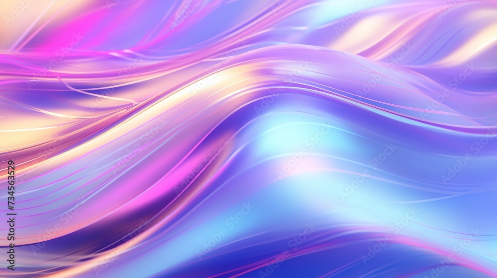 Abstract 3d render of light emitter glass with iridescent holographic ...
