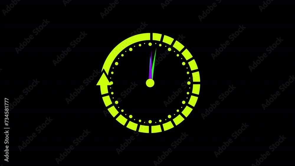 Round clock with rotating animated different colors arrows Animation on ...