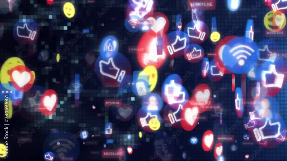 4k resolution Social Media Signs, Symbols and emoticons Animation ...
