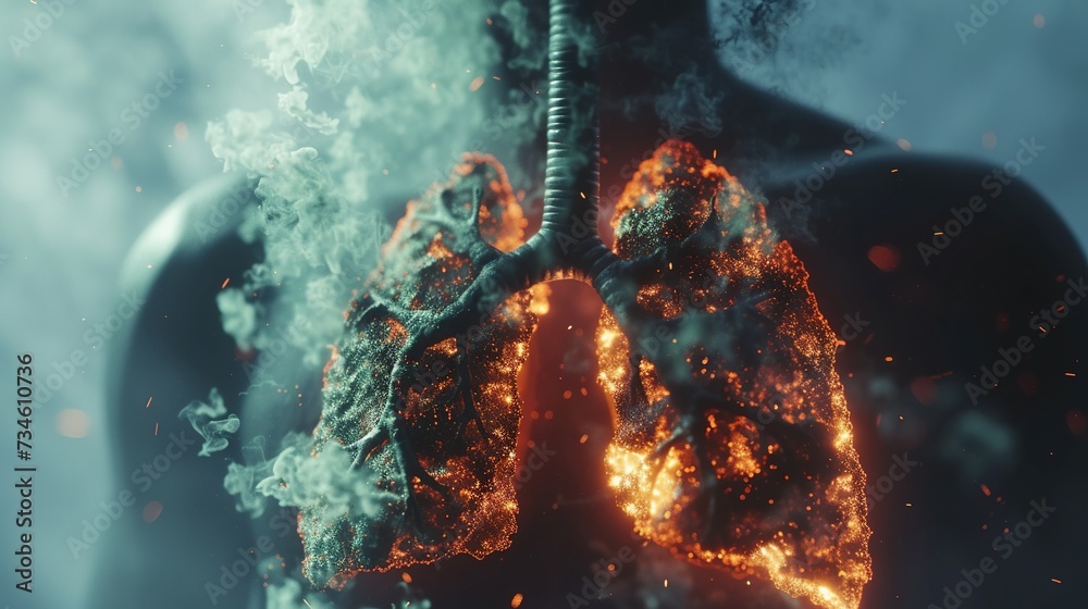 Sick smoker's dark lungs damaged from tobacco and smoke, lung diseases ...