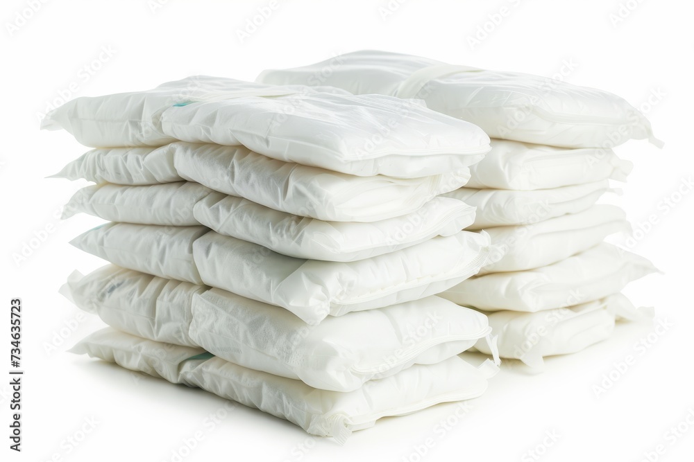 Adult diapers stacked alone on white background Care for elderly ...