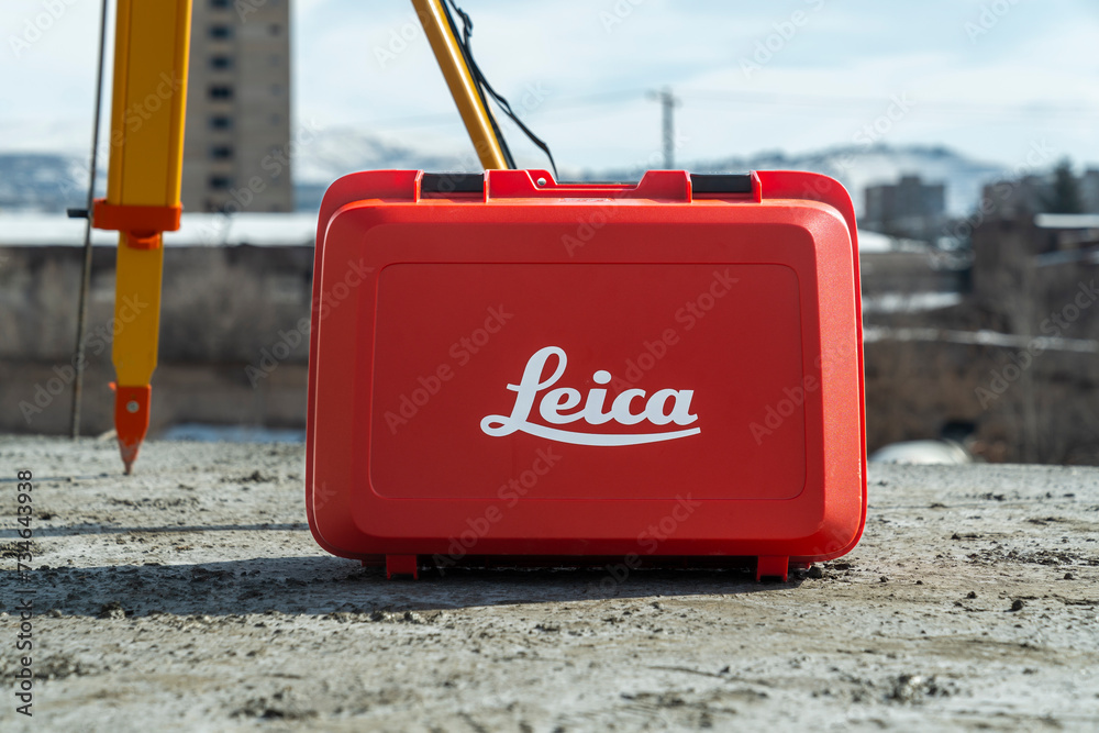 Yerevan Armenia 08 feb 2024. Leica plastic protection case for 3D laser ...