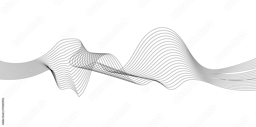 Abstract wave and curved blend lines on transparent background. Sound ...