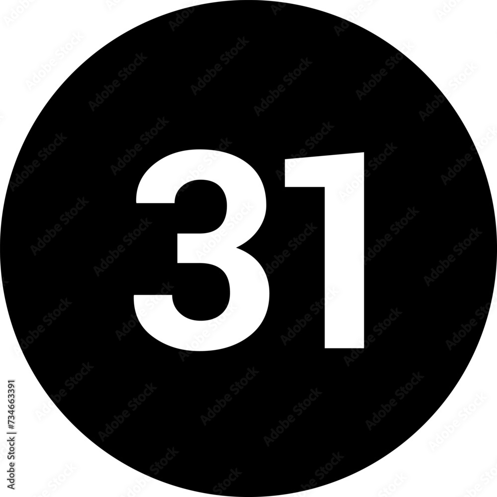 Vecteur Stock Simple numbers icon set of 1-31 numbers simple black ...
