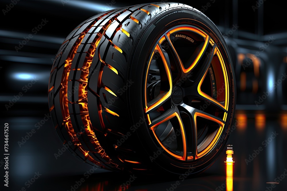 Car wheels for the cars of the future, Futuristic sports car tyre ...