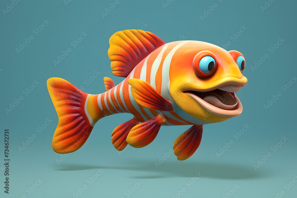 3d Fish Clown Loach cartoon Stock Illustration | Adobe Stock