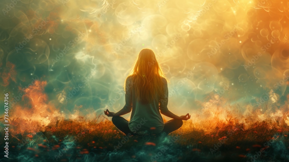 Woman experiences blissful serenity through yoga, achieving spiritual ...