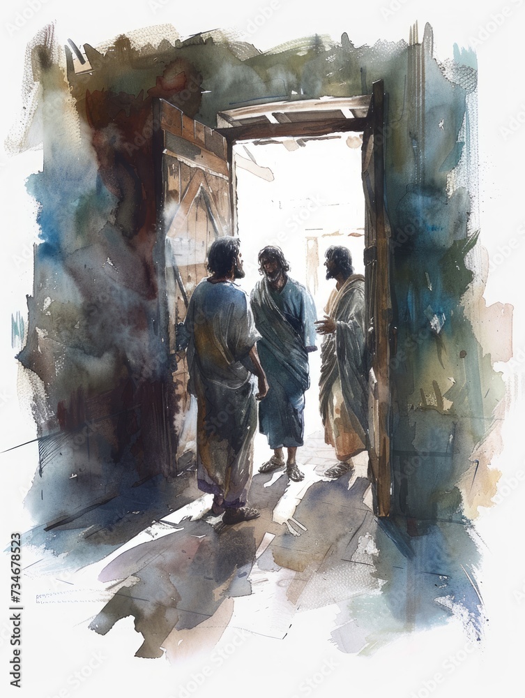 Jesus Appearing to Disciples in Locked Room Generative AI Stock ...