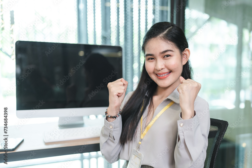 Happy confident smiling young professional Asian business woman ...