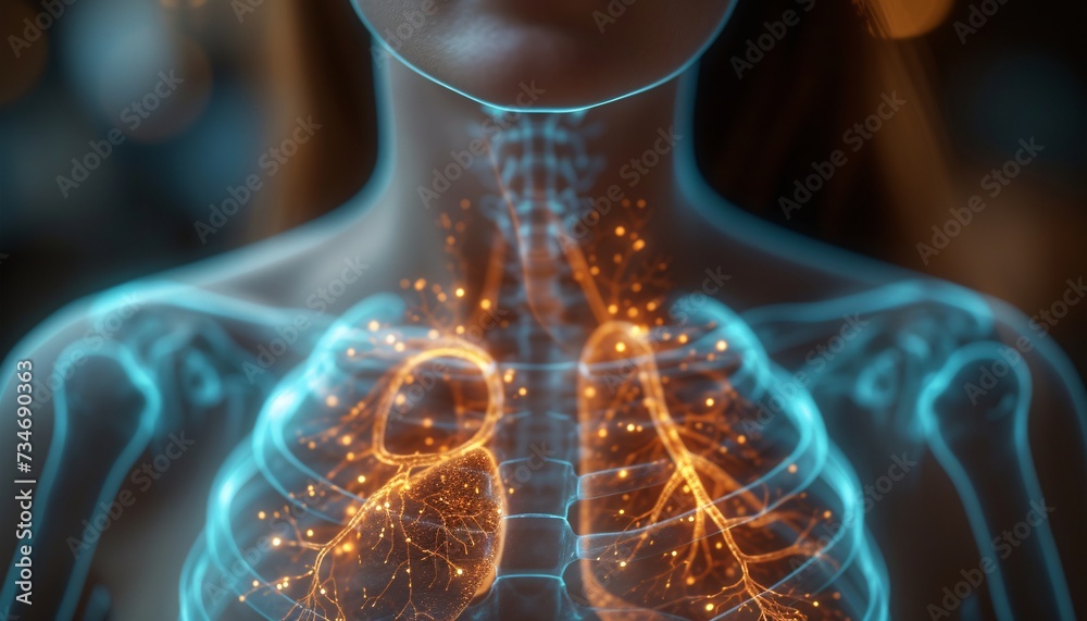 Glowing Lungs: A Radiant Anatomical Exploration Generative AI Stock ...