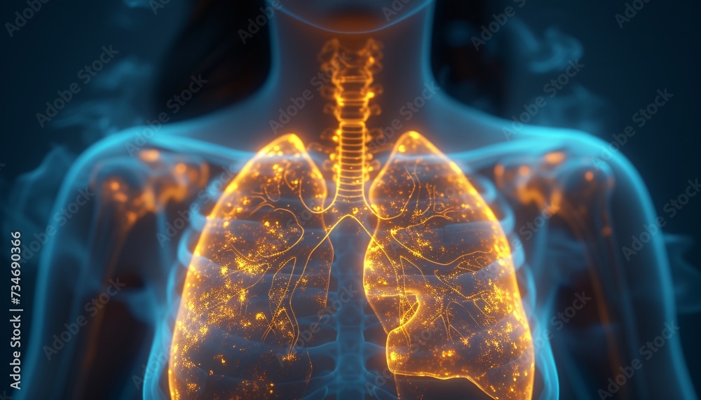 Glowing Lungs: A Radiant View of the Respiratory System Generative AI ...