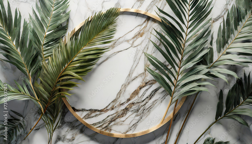 Marble Majesty: Logo Mockup Featuring Palm Leaves on White Background ...