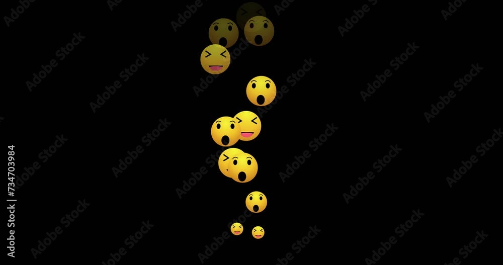 4K live reactions of Facebook oops and happy emoji icons in an alpha ...