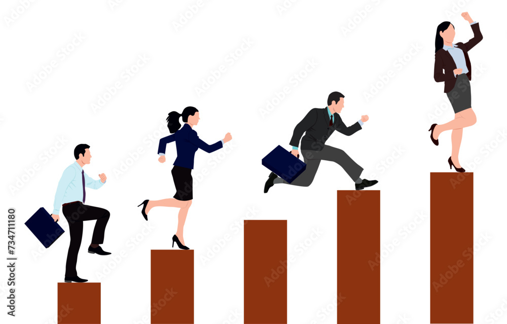 Self growth and personal development progress stages tiny person ...