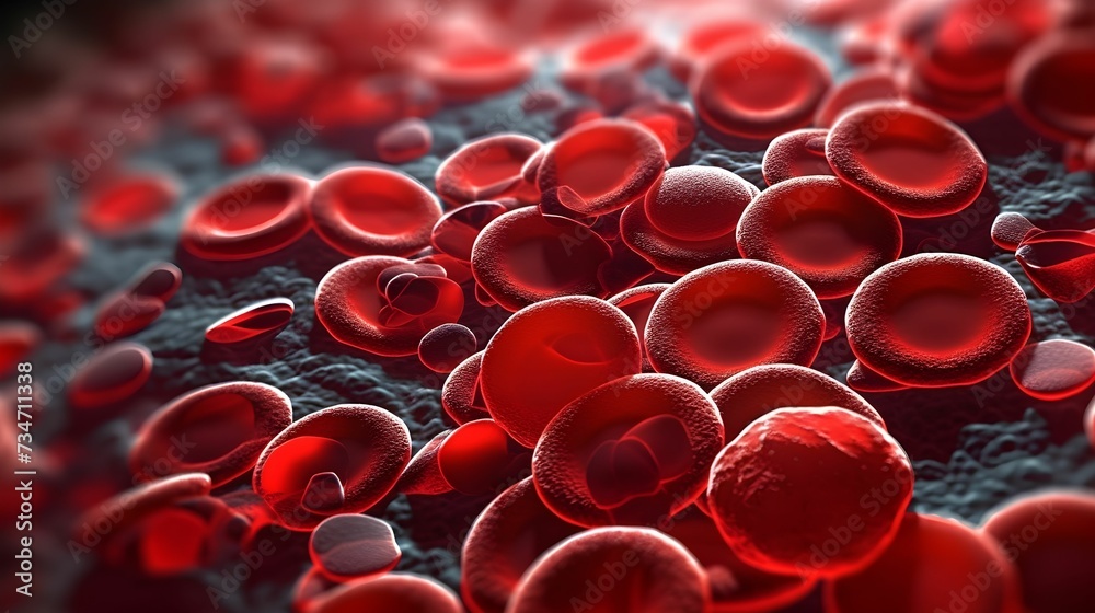 Microscopic view of hemoglobin generated cells for medical research. Ai ...