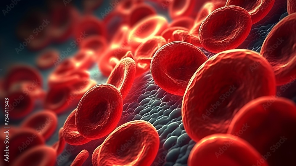 Microscopic view of hemoglobin generated cells for medical research. Ai ...