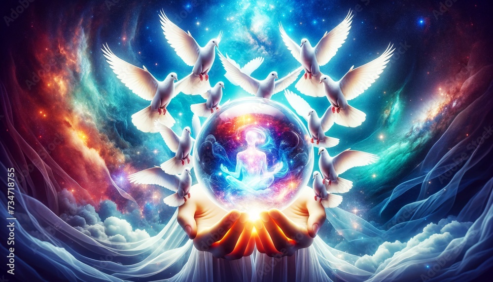 Guardians of Global Peace: Ethereal White Pigeons and a Realistic Angel ...