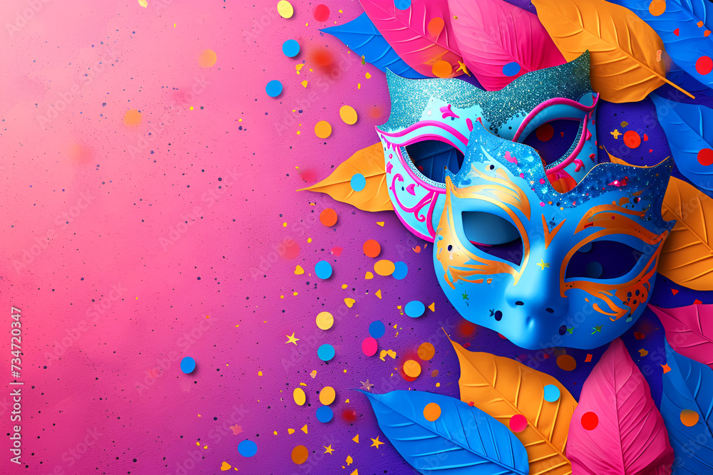 Postcard Happy Purim, Jewish holiday carnival fair background with ...