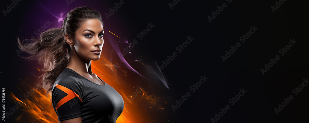 Female fitness model activewear background banner with copy space Stock ...