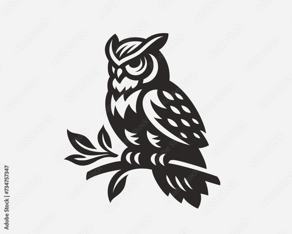 Owl logo. Night bird emblem design editable for your business. Vector ...