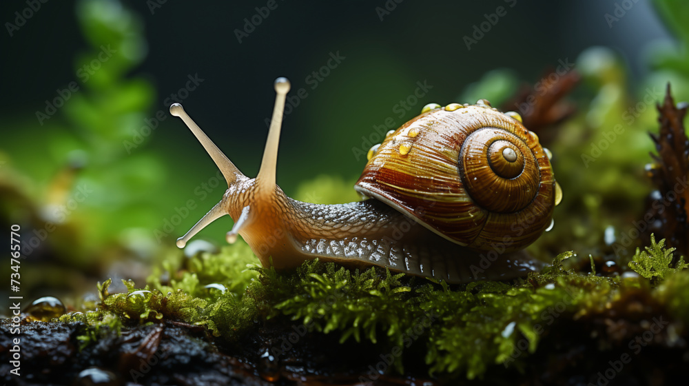 Snail lives in the rain forest, Close-up, Macro picture of a snail ...