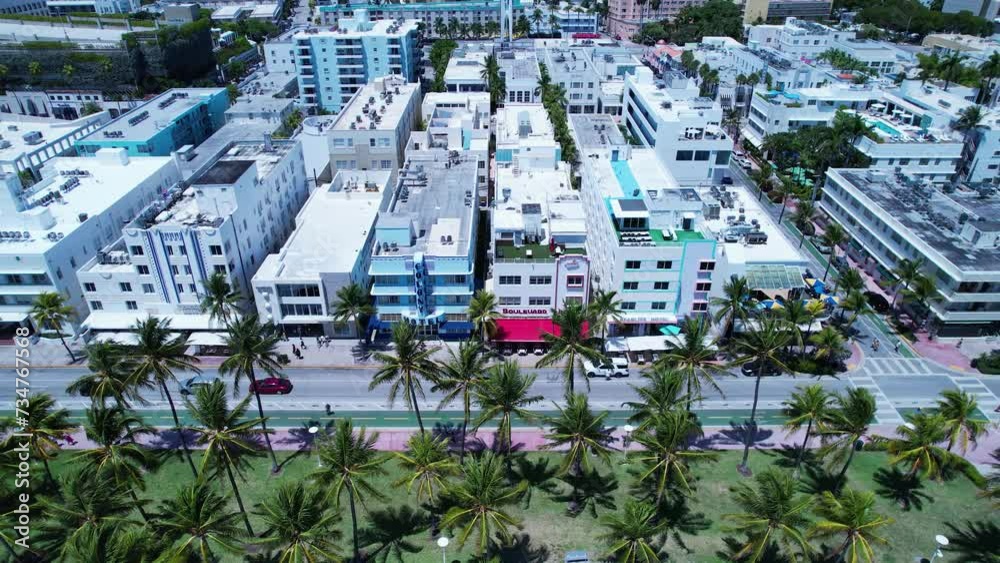 Ocean Drive Avenue At Miami Beach Florida United States. Public Space ...