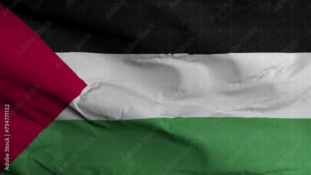 Highly Detailed Fabric Texture Flag Of Palestine. Palestinian Flag Is ...
