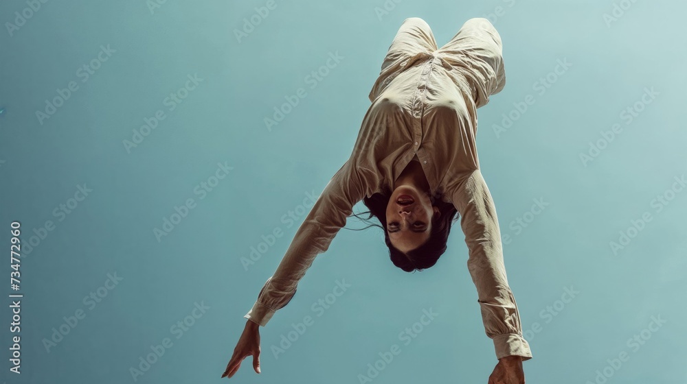 Surreal Portrait of Woman Falling Through the Sky, Defying Gravity in ...