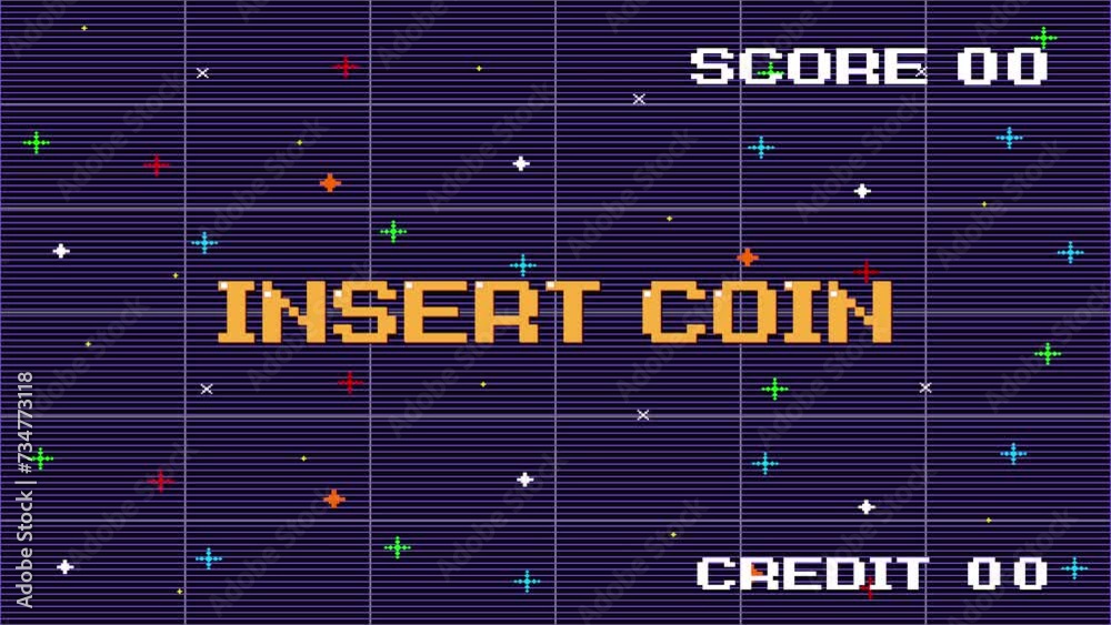 INSERT COIN TO CONTINUE. pixel art .8 bit game. retro game. for game ...