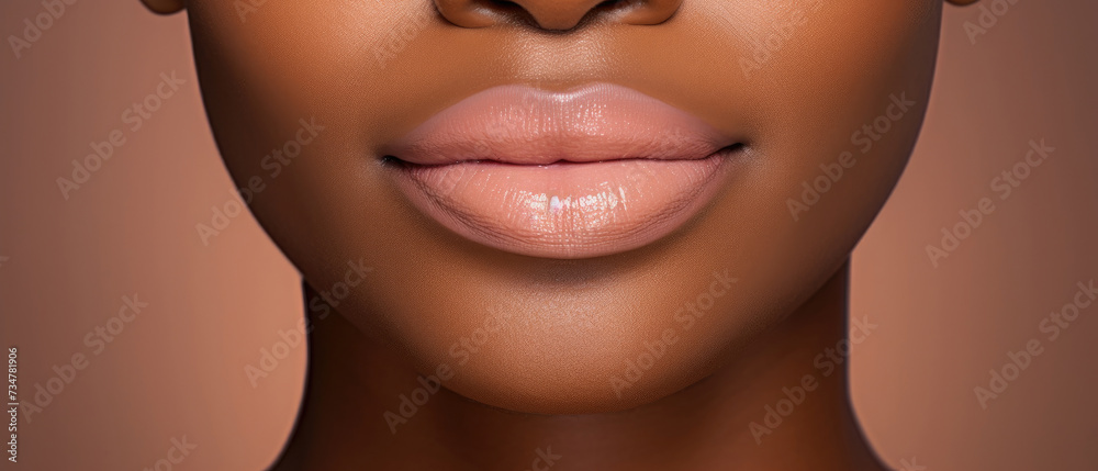 Glamorous face of young and beautiful Caribbean female model with brown ...