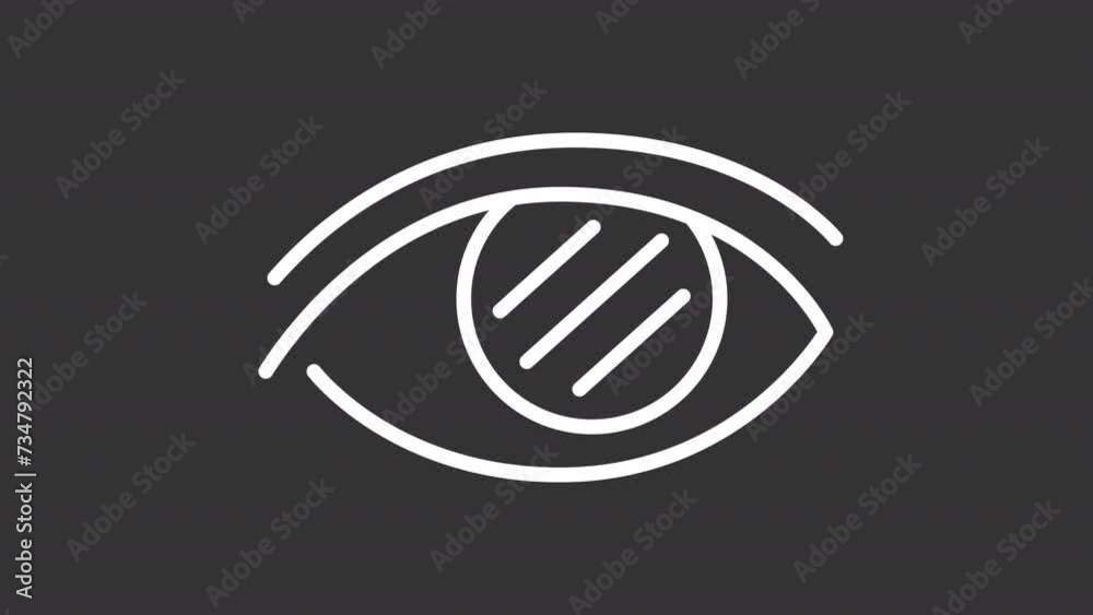 Eye blindness white line animation. Cataract animated icon. Vision ...