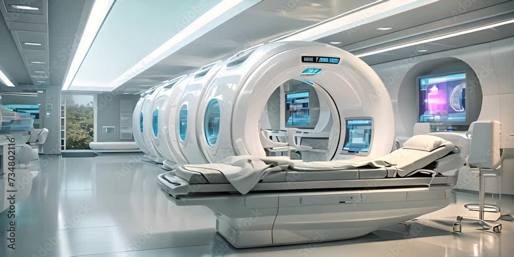 Advanced mri or ct scan medical diagnosis machine at hospital lab as ...