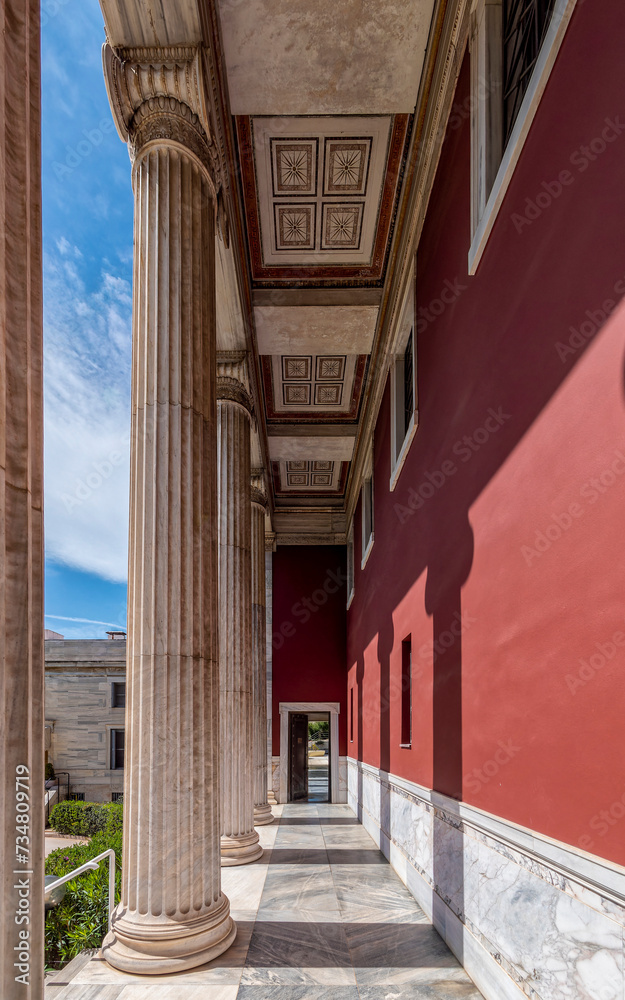 Columns and ceiling of the Gennadius Library, also known as the ...