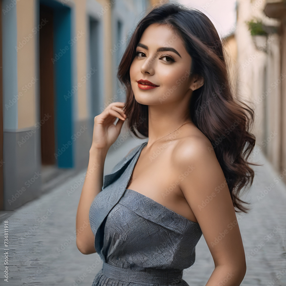 A beautiful woman full portrait photography, Back to Camera, beautiful ...