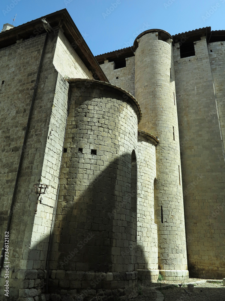 Poster Old medieval defensive walls and towers of the fortress castle ...